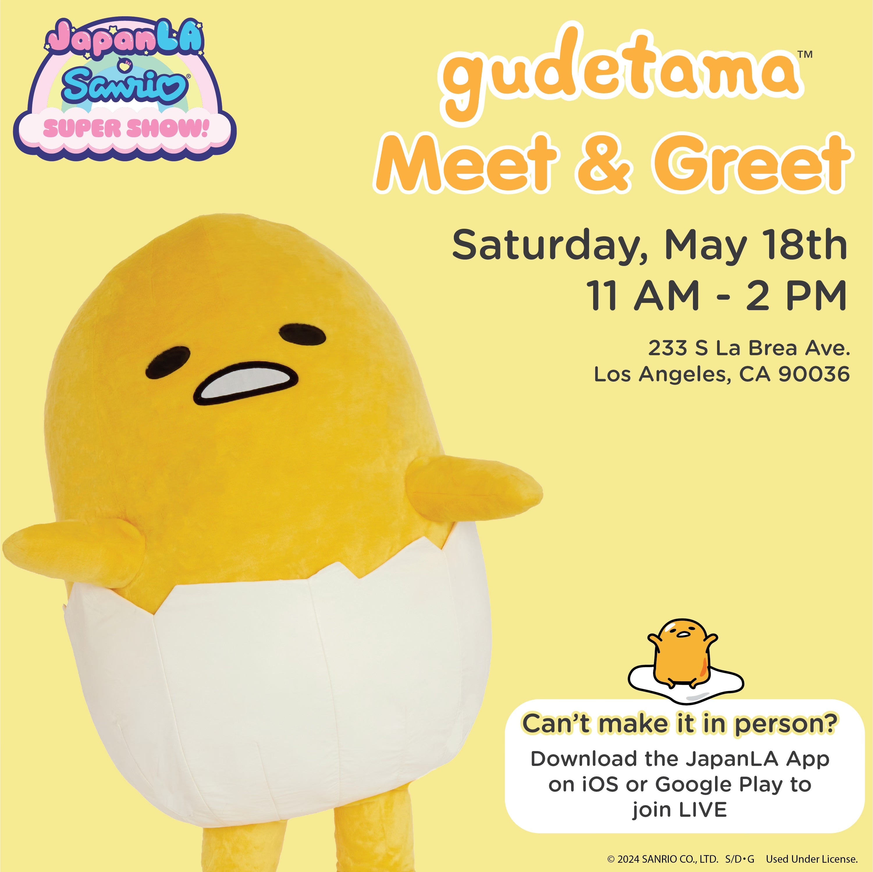 Gudetama Meet & Greet This Saturday at JapanLA! Rilakkuma Quilted Jack
